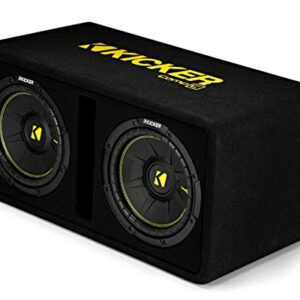 Kicker Bundle Compatible with Universal Vehicles 44DCWC102 Dual 10" CompC Ported Dual Loaded Sub Box Enclosure with HA-A400.1 800 Watt Subwoofer Amplifier and HA-AK8 900W Amp Install Kit