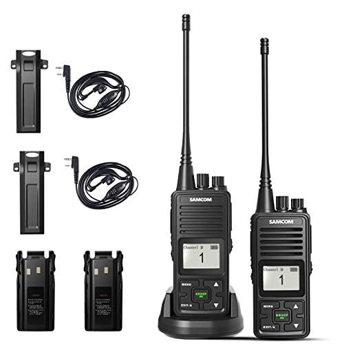 SAMCOM Two-Way Radios Long Range, Walkie-Talkie for Adults, 2 Way Radio with Earpiece, 3000mAh Walkie Talkies Rechargeable Battery Programmable UHF Radios for Commercial Business Hunting