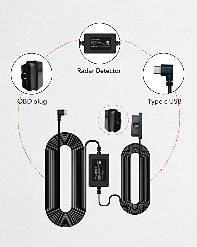 REDTIGER OBD Hardwire Kit Power Cable 10FT 12V-24V to 5V for Mirror Dash cams of The T27 and T700, Low Voltage Protection