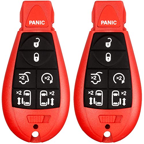 2 New Red Keyless Entry 7 Buttons Remote Start Car Key Fob M3N5WY783X, IYZ-C01C For Town Country Volkswagen Routan Dodge Grand Caravan