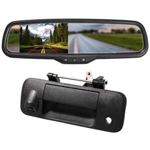 eway for toyota tundra 2007-2014 4.3″ rear view mirror monitor with tailgate handle backup camera kit parking waterproof ccd reverse reversing night vision car safety backing auto cameras