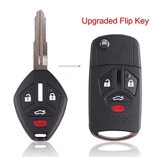 Heart Horse 4 Buttons Remote Flip Folding Key Shell Compatible with Mitsubishi Eclipse Lancer Endeavor Galant Outlander 2007-2012 Modified (No Chip)