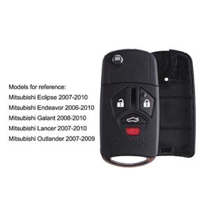 Heart Horse 4 Buttons Remote Flip Folding Key Shell Compatible with Mitsubishi Eclipse Lancer Endeavor Galant Outlander 2007-2012 Modified (No Chip)