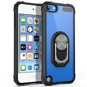 ULAK Compatible with iPod Touch 7th Generation Case with Screen Protector, Clear Back Cover with Build in Kickstand, Heavy Duty Hard Shell Case for Apple iPod Touch 7th/6th/5th Gen, Black