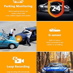 LAMTTO 1080P Full HD Dash Cam Front and Rear with SD Card, Dual Dash Camera for Cars, 2.45" IPS Screen Car Camera with Waterproof Backup Cam, WDR Motion Detection Parking Monitor G-Sensor