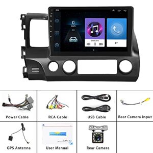 podofo Car Stereo Radio for Honda Civic 2006 2007 2008 2009 2010 2011 10.1 Inch Android Touch Screen Bluetooth Car Radio with GPS Navigation WiFi Mirror Link Backup Camera