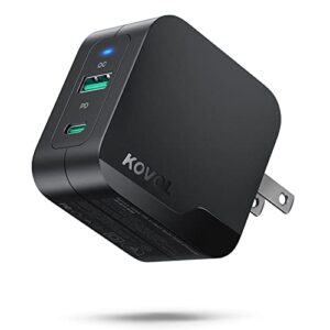 usb c pd charger 65w, kovol sprint usb wall charger, 2 ports gan iii fast charger, usb c travel charger for macbook pro/air, ipad pro, iphone 13/12/11, dell xps, galaxy, switch, and more