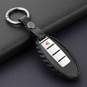 m.jvisun soft silicone rubber carbon fiber texture cover for nissan 370z altima maxima murano armada gt-r leaf sentra rogue pathfinder versa smart 2 3 4 5 buttons car key fob remote case – black