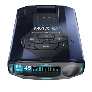 escort max 360 mkii radar and laser detector bluetooth enabled, 360° directional arrows, exceptional range, shared alerts, drive smarter app, black