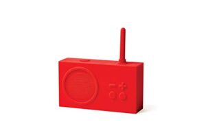 lexon – tykho 3 fm radio, bluetooth speaker, 5w, splash proof ipx4, autonomy 20 hours, silicone rubber case – red