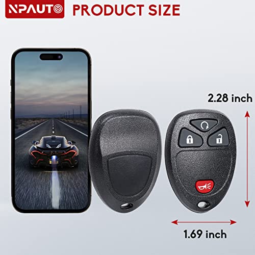 NPAUTO 2Pcs Key Fob Replacement Fits for Chevy Tahoe Suburban GMC Yukon/Yukon XL 1500 2500 Cadillac Escalade ESV/EXT 2007 2008 2009 2010 2011 2012 2013 2014 Keyless Entry Remote Start Control 15913427