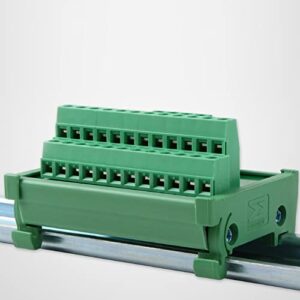 Jienk Screw Terminal Block Power Distribution Module, 25A DIN Rail Mounting Terminal Block Distribution Breakout Board for PLC Servo Power Amplifier (2 in 12 Out)