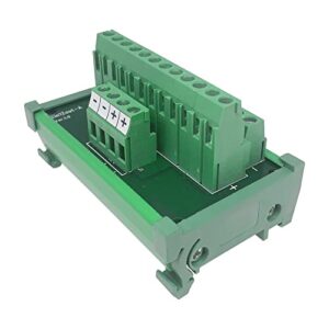 Jienk Screw Terminal Block Power Distribution Module, 25A DIN Rail Mounting Terminal Block Distribution Breakout Board for PLC Servo Power Amplifier (2 in 12 Out)