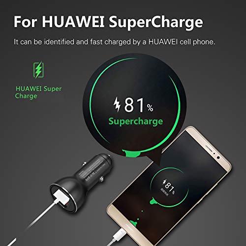 for Huawei Supercharge Car Charger, 9V/2A Car Charger Adapter Quick Fast Charger with USB Type C Super Charging Cable Car Charger for Huawei P40 P30 P20 Pro,Mate 30 20 10 9 (Black with LED Display)