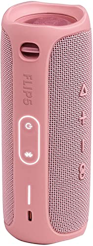 JBL Flip 5 Waterproof Portable Bluetooth Speaker for Travel, Outdoor and Home - Wireless Stereo-Pairing - Includes LED Flashlight Key Chain (Pink)