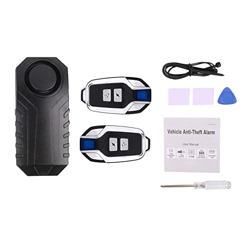 Mengshen Anti-Theft Motorcycle Bike Alarm, Bicycle Security Alarm Vibration Motion Sensor Waterproof 110dB (2 Remote Control Included)