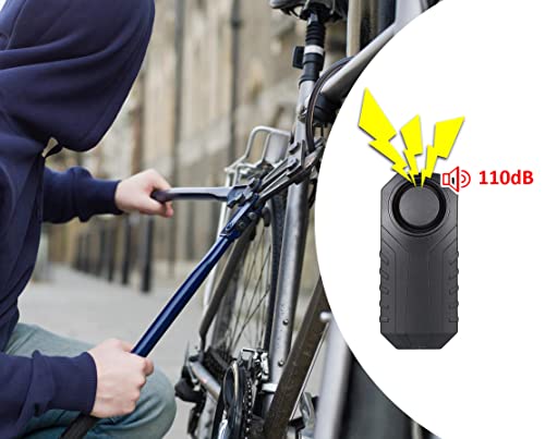 Mengshen Anti-Theft Motorcycle Bike Alarm, Bicycle Security Alarm Vibration Motion Sensor Waterproof 110dB (2 Remote Control Included)