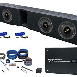 Rockville W65K9D2 6.5" 1000w Peak Car Audio Subwoofer Bundle Krypton-M3 1 Ohm Car Amplifier, RWK4CU Wiring Kit, REC130 Quad 6.5" Enclosure Box, Dual Sub Box Installation Kit