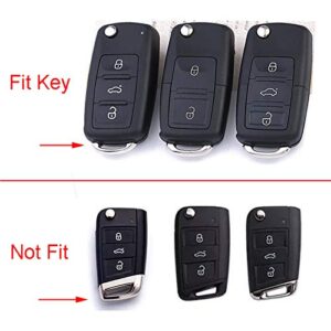 Royalfox(TM) soft black silicone carbon fiber smart keyless remote Key Fob case Cover For VW Volkswagen Jetta GTI Passat Golf Bora Polo Tiguan Touareg Beetle Multivan keychain (for old 3 buttons)