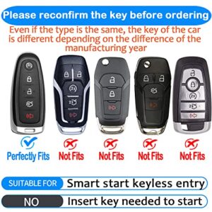 Tukellen for Ford Leather Key Fob Cover Key Shell Case for Ford C-Max Edge Escape Expedition Explorer Flex Focus Taurus Lincoln MKS MKT MKX -Red