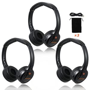 kobanoica ir headphones for car dvd,car headphones wireless,universal 2 channel infrared headphones for odyssey entertainment system(3 pack)