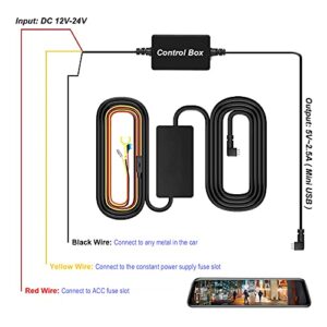 JOMISE G840/G860/D530 Dash Cam Hardwire Kit for 24H Parking Monitor/Time-Lapse Recording, 11.5ft Mini USB Hard Wire Kit for Dashcam Converts 12V-24V to 5V/2.5A w/Fuse Kit and Installation Tool