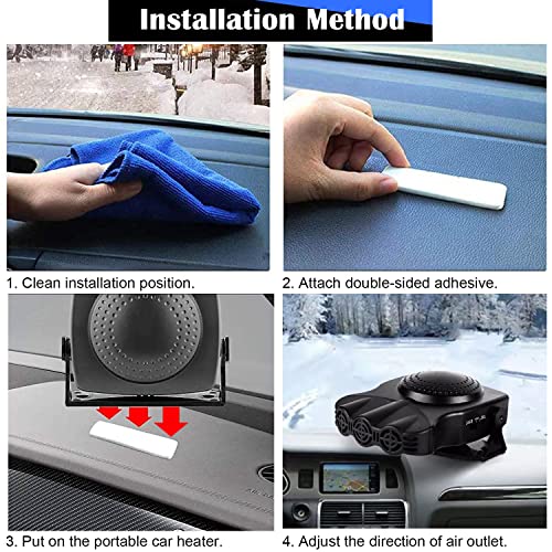 Car Heater Fan, Portable Electronic Auto Fan Heater 12V 150W 2 in 1 Heating/Cooling Function Fast Heating Car Defrost Defogger (Black)