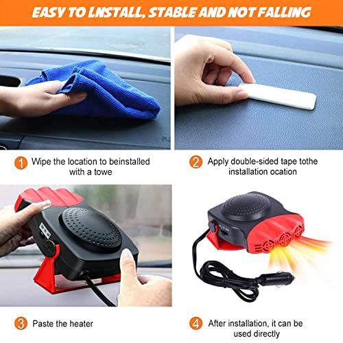 Car Heater 12V - Fast Heating Defrost Defogger, 2 in1 Fast Heating & Cooling Fan, Outlet Plug in Cigarette Lighte, Automobile Windscreen Fan for All Cars Portable Electronic Car Heaters