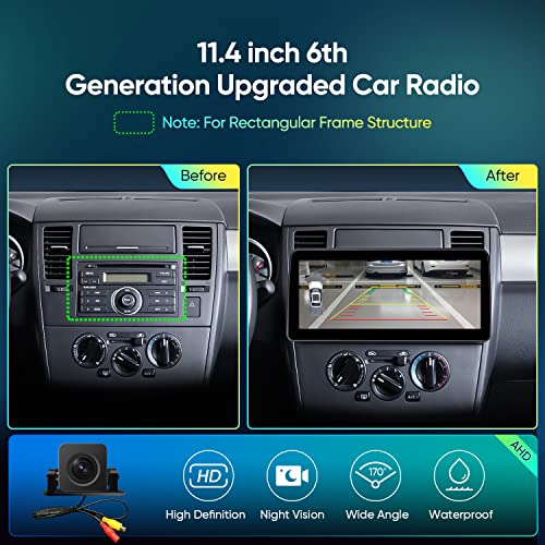 5G WiFi 11.4″(2G/3GRam 32G ROM) Single Din 8Core Adjustable Touchscreen Car Radio with Carplay&Android Auto/FM/48-EQ Car Radio/Bluetooth/1080P Backup Camera (8Core(3Ram 32Rom) WiFi)