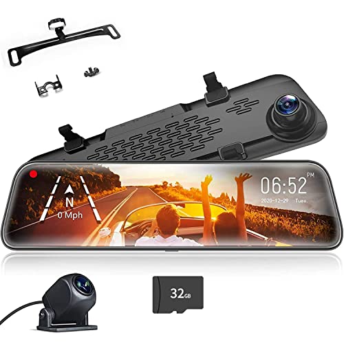 【G840S + Rear Camera Bracket】 WOLFBOX G840S Mirror Dash Cam for Trucks & Rear Camera Bracket