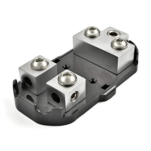 TruConnex 1-4 Gauge Input and 4-8 GA Outputs Dual ANL Fuse Holder Distribution Block and 2 Pack ANL Fuses - 300 AMP