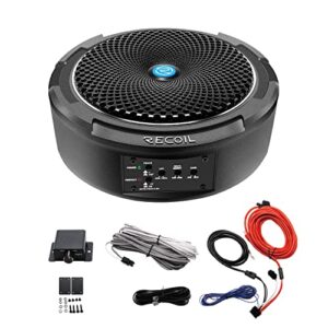 recoil sl1708 240 watt 8″ under-seat slim amplified car subwoofer with 99.99% oxygen free copper installation wiring kits