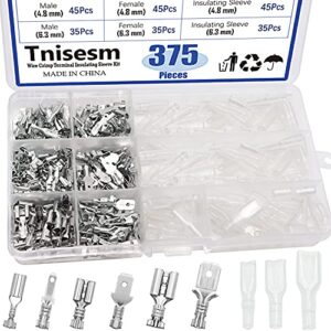 Tnisesm 640Pcs 2.8/4.8/6.3mm Male and Female Spade Connector & Bullet Connectors Terminals Wire Crimp Terminal with Insulating Sleeve Assortment Kit for Car Audio Speaker Electrical Wiring TN-02-2