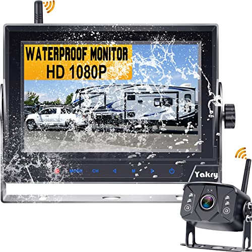 Yakry RV Backup Camera Wireless HD 1080P 7 Inch Waterproof Monitor Rear View Kit Trailers Trucks Forklifts Crane Harvester Boat Observation System Night Vision Adapter for Furrion Pre-Wired Y34