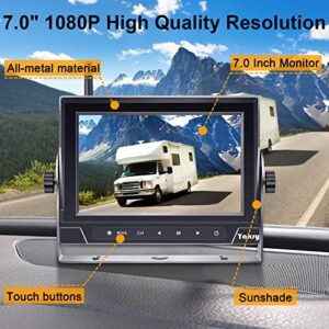 Yakry RV Backup Camera Wireless HD 1080P 7 Inch Waterproof Monitor Rear View Kit Trailers Trucks Forklifts Crane Harvester Boat Observation System Night Vision Adapter for Furrion Pre-Wired Y34