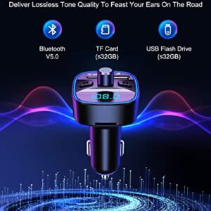 RIWUSI BC61 [All-Metal] FM Bluetooth 5.3 Transmitter for Car X1+ T25C [Upgraded Type-C] Bluetooth Car Adapter X1