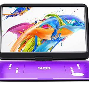 SUNPIN 17.9" Portable DVD Player with 15.6 inch Large HD Swivel Screen, Long Lasting Rechargeable Battery, Support USB/SD Card/AV in&Out and Multiple Disc Formats, Louder Stereo Speaker (Purple)