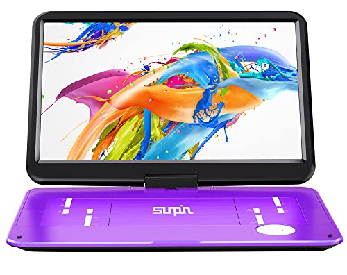 SUNPIN 17.9" Portable DVD Player with 15.6 inch Large HD Swivel Screen, Long Lasting Rechargeable Battery, Support USB/SD Card/AV in&Out and Multiple Disc Formats, Louder Stereo Speaker (Purple)