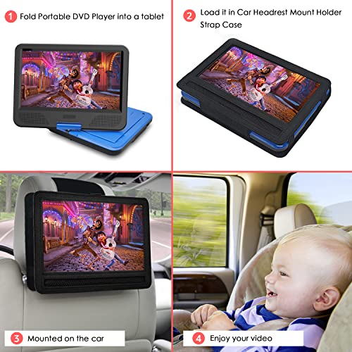 Portable DVD Player Headrest Mount Holder Car Headrest Mount Holder Strap Case for Swivel & Flip Style Portable DVD Player with 9 inch to 9.5 inch Screen (XCZB-9)