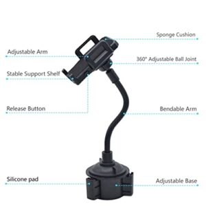 Universal 360 Degree Car Phone Mount Adjustable Gooseneck Cup Holder Stand Auto Clip Cradle for Cell Phone