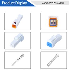 MUYI 5 Kits 2 Pin Way JST Waterproof Connector 26-22 AWG Electric Socket 0.13~0.33mm² Wire-to-Wire Connectors 2.0mm JWPF-VSLE Series JST Plugs