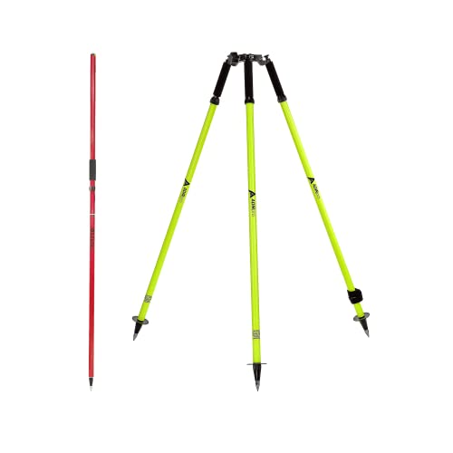 AdirPro 2M Two-Piece GPS Rover Rod (Red) & AdirPro Surveying Tripod for Prism (Green) Bundle