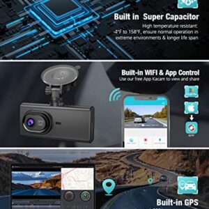 OMBAR 3 Channel Dash Cam, Built-in WiFi GPS, eMMC 64G Storage, 4K Front Dash Cam, 2K+1080P Car Camera Front and Cabin/Rear, 1080P+1080P+1080P Dashcams for Cars with 3.99" IPS Screen, IR Night Vision