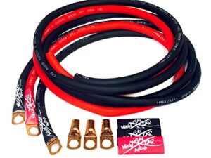 sky high oversized 4 gauge awg big 3 upgrade red/black electrical wiring kit