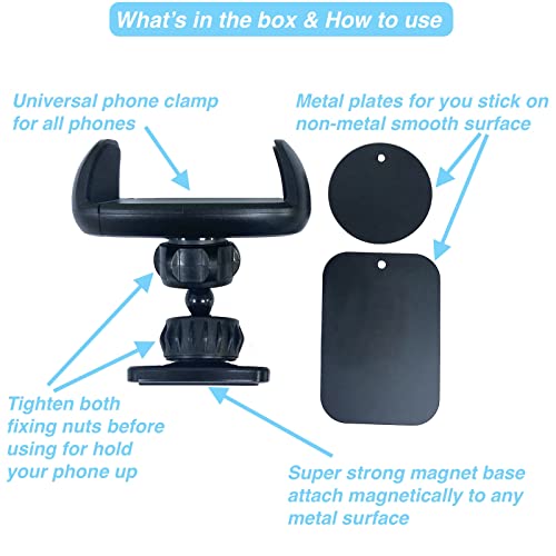 ARMOLABX Gym Magnetic Phone Holder Mount, Magnetic Phone Holder for Gym Attach to Metal Surface, [Big Phones & Thick Cases Friendly] Gym Phone Holder Compatible with All Smartphones