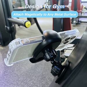 ARMOLABX Gym Magnetic Phone Holder Mount, Magnetic Phone Holder for Gym Attach to Metal Surface, [Big Phones & Thick Cases Friendly] Gym Phone Holder Compatible with All Smartphones