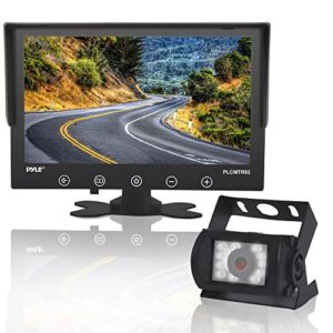 pyle upgraded 2017 backup rear view car truck camera & monitor system, waterproof, 9″ lcd display monitor, night vision, anti glare, for truck, rv trailer, vans reverse parking, dc 12-24v – plcmtr92