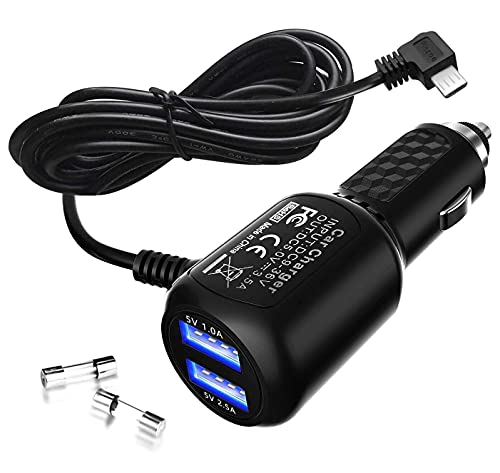 Dash Cam Charger 2023 Upgraded Micro USB Car Charger with Dual USB Port Compatible with, Rexing, Byakov, AKASO, Crosstour, Trekpow, Pruveeo, OldShark, Garmin and Most Other Dash Cam(11.5ft)