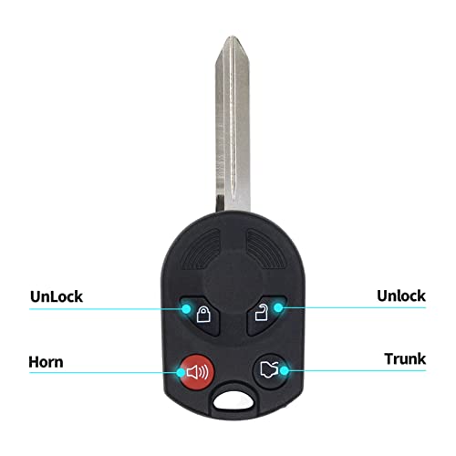 Xucanarmy Replacement for Keyless Entry Car Key Fob, 4 Buttons Keyless Entry Remote for Ford, Lincoln, Mercury, Mazda, Key Fob Clicker Transmitter OUCD6000022