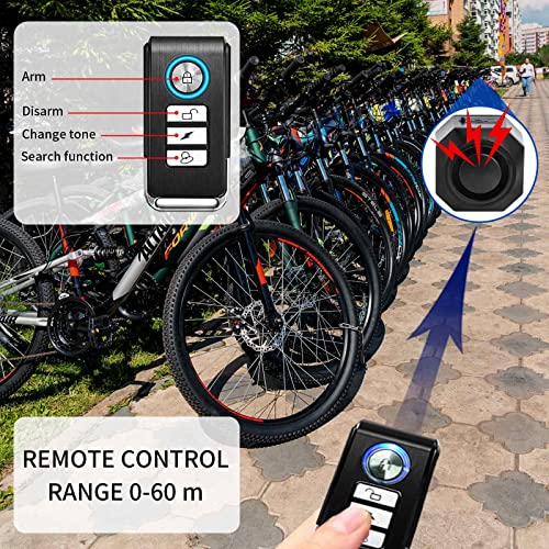 NineLeaf Anti-Theft Bike Alarm with Mount, USB C Rechargeable 110dB Burglar Vibration Motorcycle Bicycle Alarm Security System Waterproof Cycle Mobility Scooter Alarm with Remote